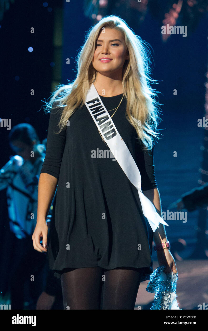 DORAL, FL - JANUARY 23: Bea Toivonen, Miss Finland 2014, rehearses on ...