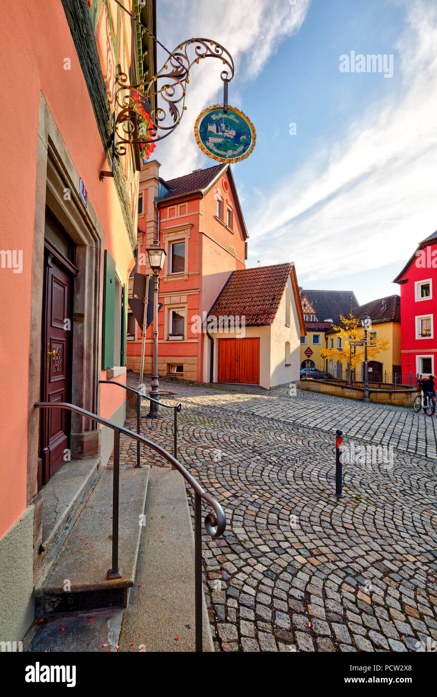 Facade, Alley, Old Town, Autumn, Kulmbach, Upper Franconia, Bavaria ...