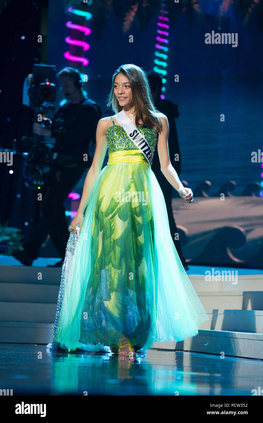 DORAL, FL - JANUARY 23: Zoe Metthez, Miss Switzerland 2014, rehearses ...