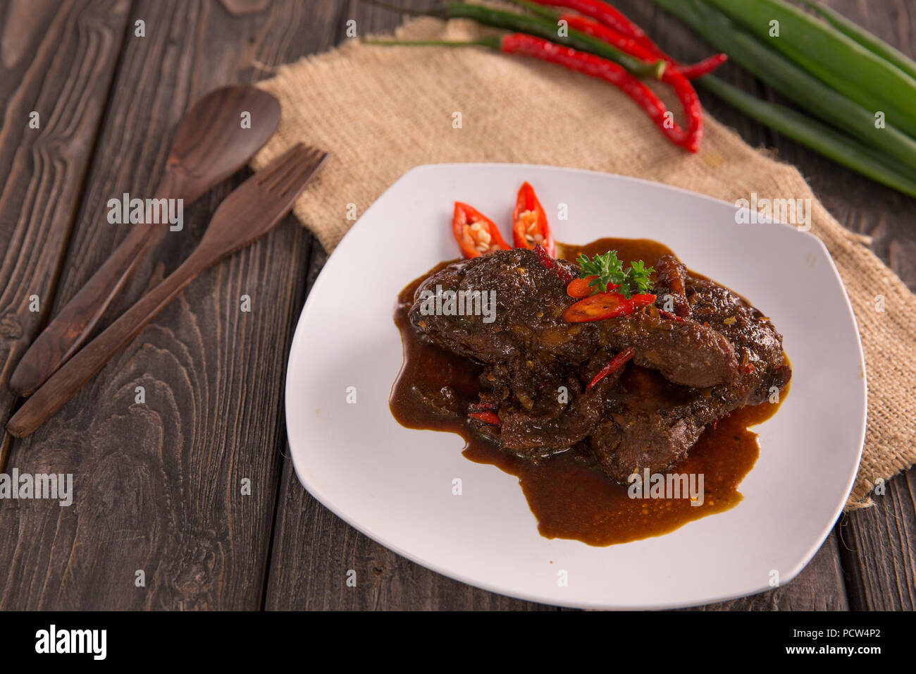 ayam semur. indonesian food of chicken with soysauce and chilli Stock ...