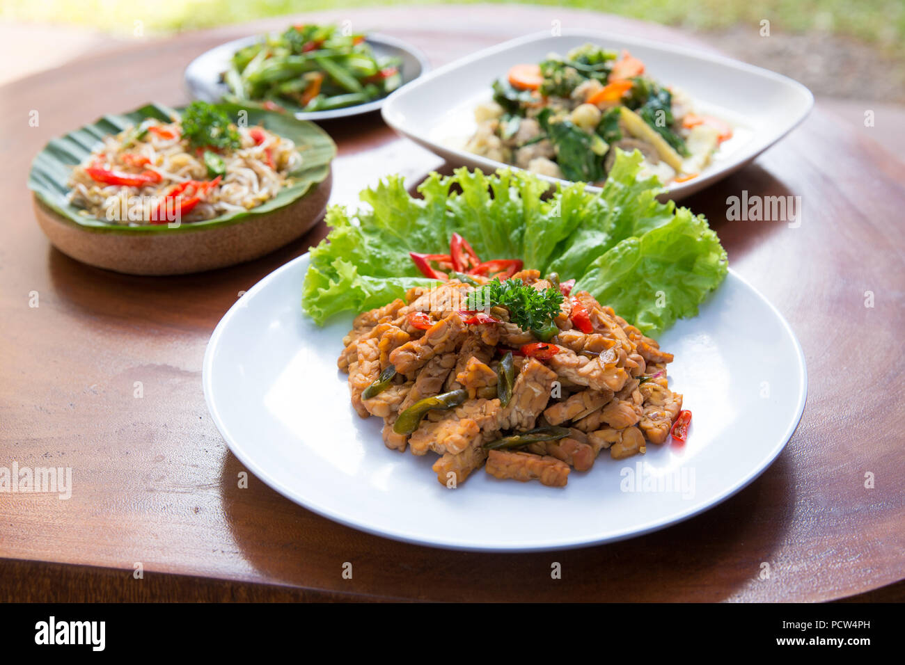 various indonesian traditional food on a table Stock Photo - Alamy