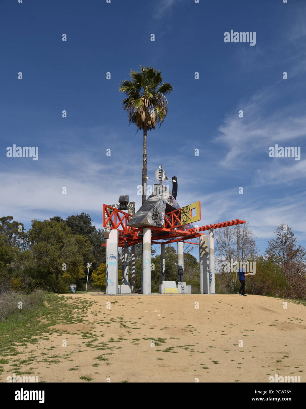 The public art in Elysian Park in Los Angeles at Angels Point Stock ...