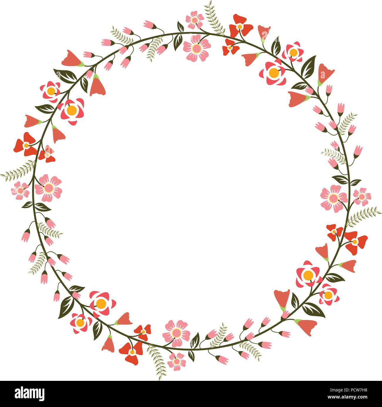 Floral Flower Wreath Frame Flat Design Illustration Stock Vector Image ...