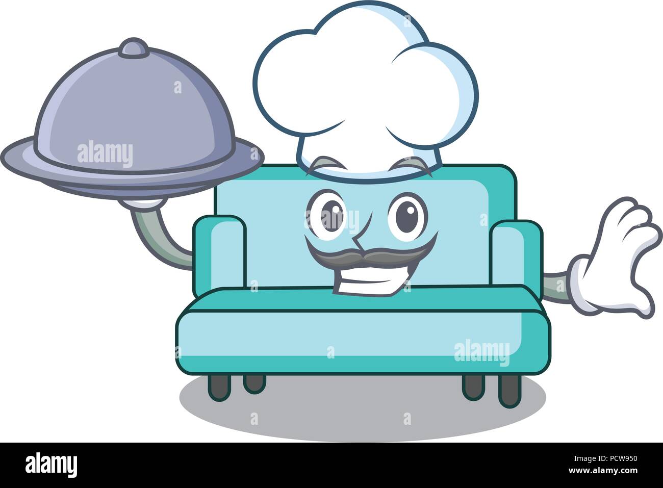Chef with food sofa mascot cartoon style Stock Vector Image & Art - Alamy