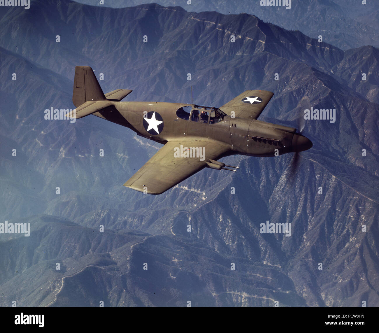 P-51 "Mustang" fighter in flight, Inglewood, Calif. The "Mustang ...