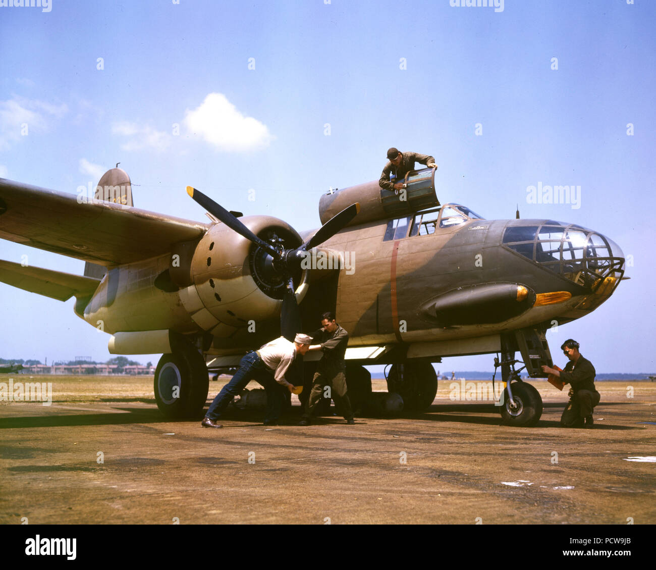 Servicing [an] A-20 bomber, Langley Field, Va. - July 1942 Stock Photo ...