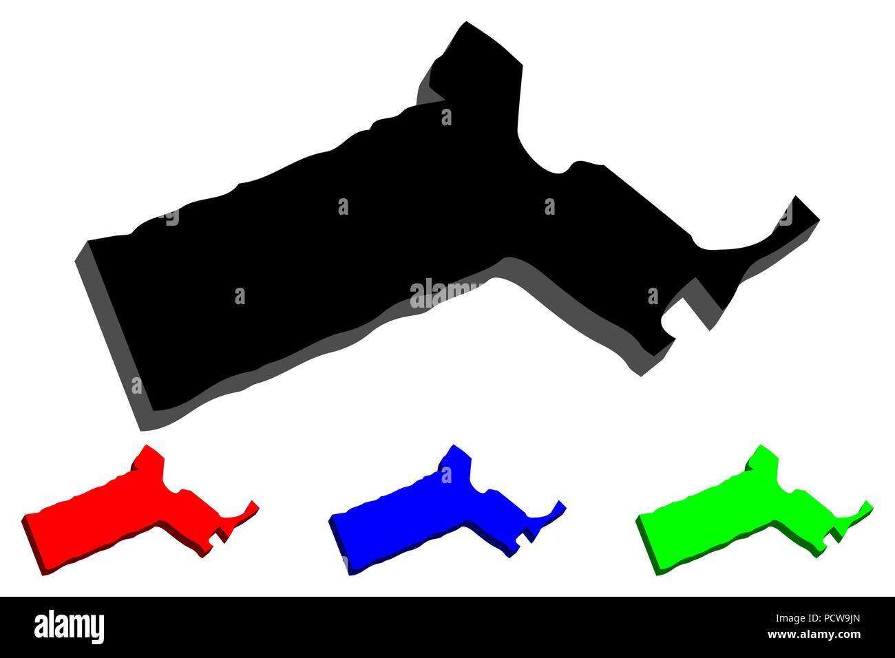 3D map of Massachusetts (United States of America, Commonwealth of ...