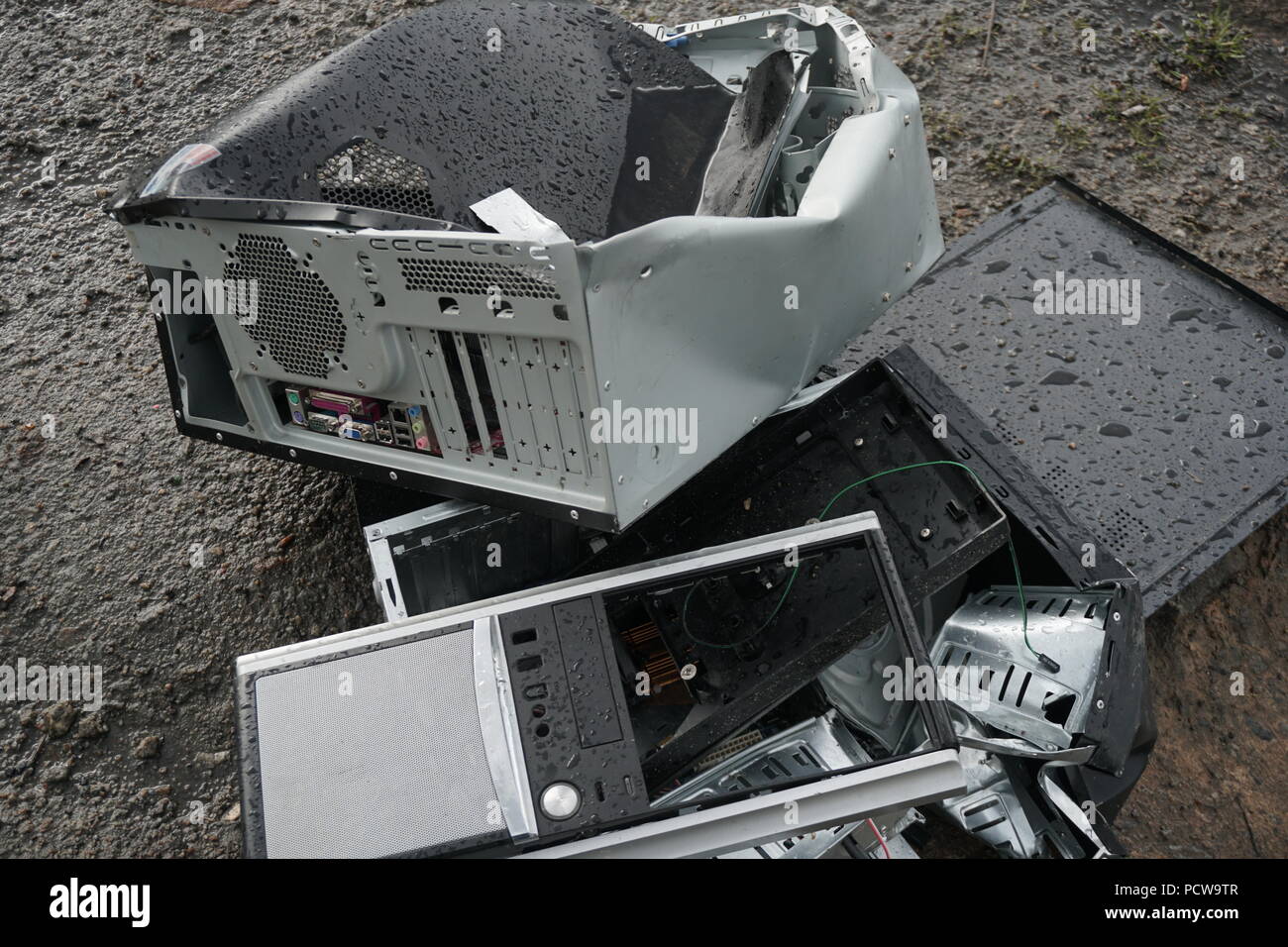 Concept of freedom from computer addiction - Man breaks system unit of ...