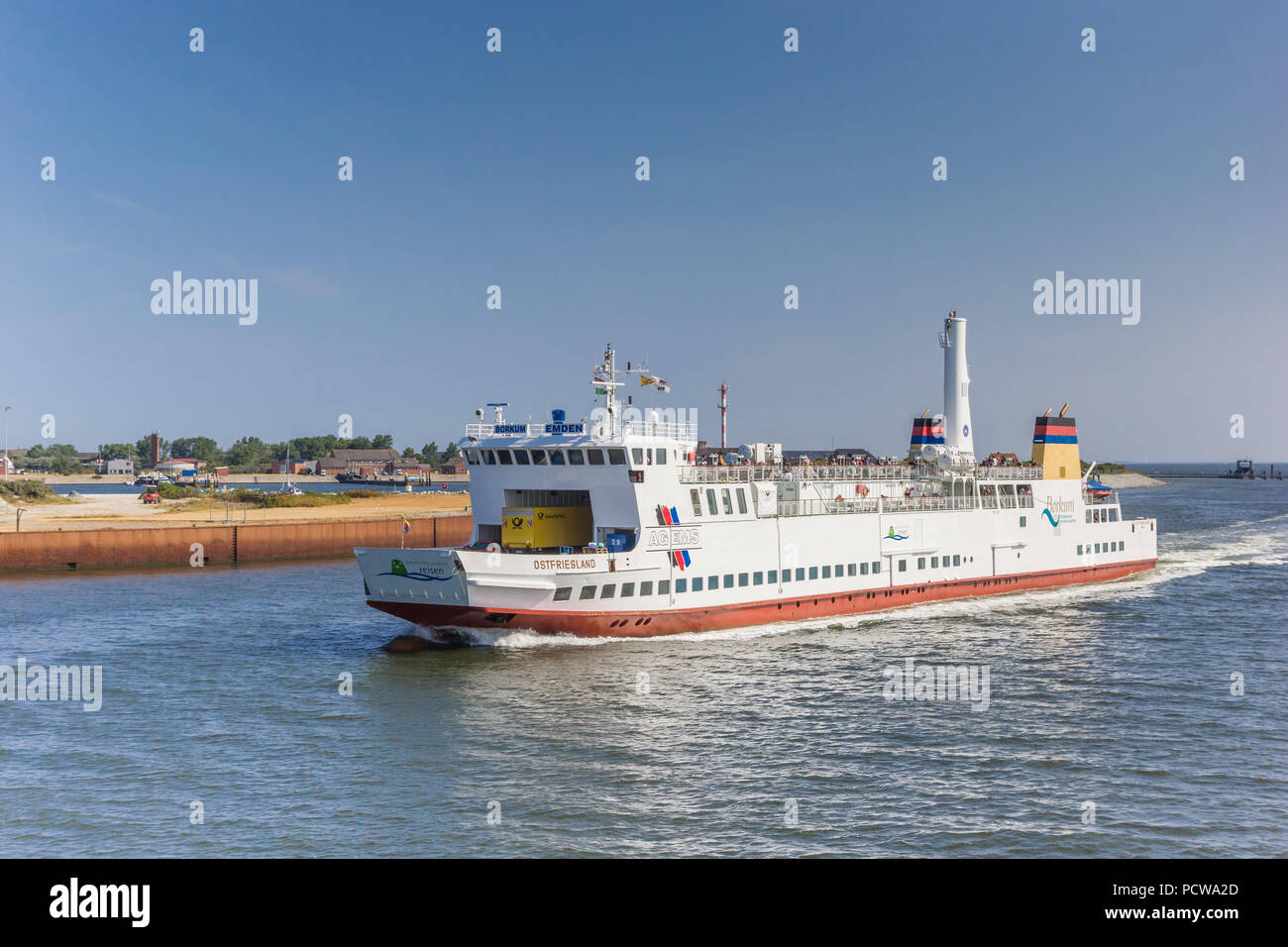 Ferry leaving the Wadden Sea harbor of Borkum, Germany Stock Photo - Alamy