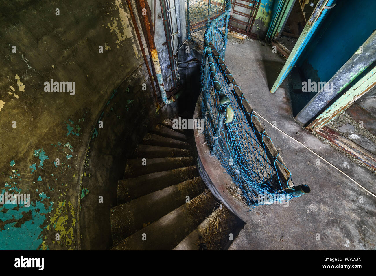 Destroyed interiors of the lighthouse "Aniva", Sakhalin Island, Russia ...