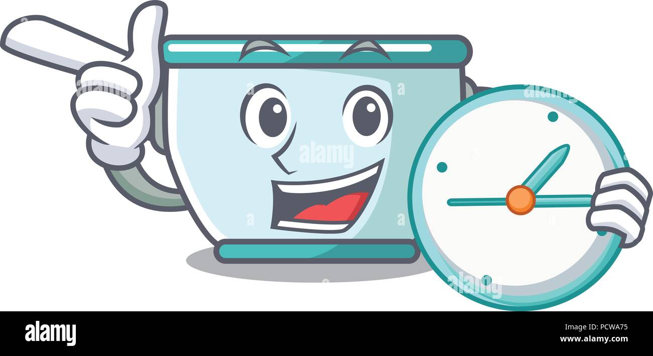 With clock steel pot character cartoon Stock Vector Image & Art - Alamy