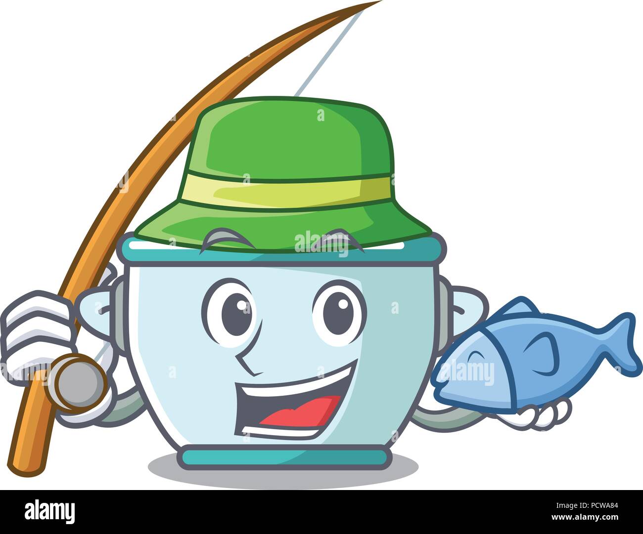 Fishing steel pot mascot cartoon Stock Vector Image & Art - Alamy