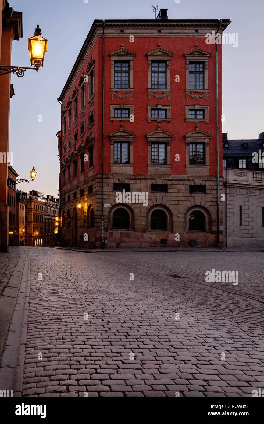 Red building in Old Town, Stockholm, Sweden Stock Photo - Alamy