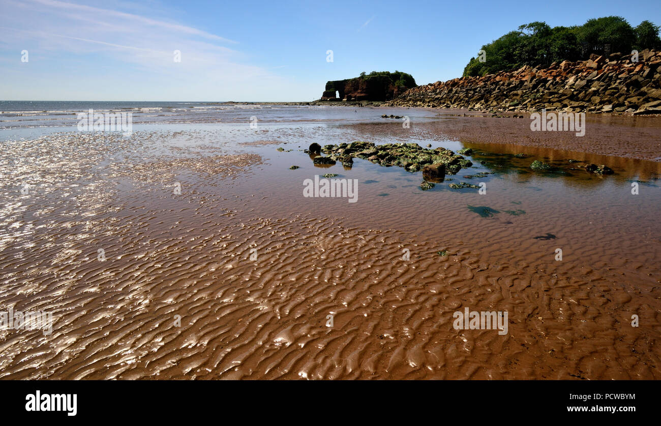 Dawlish Warren beach near Langstone Rock, showing rock armour along the ...