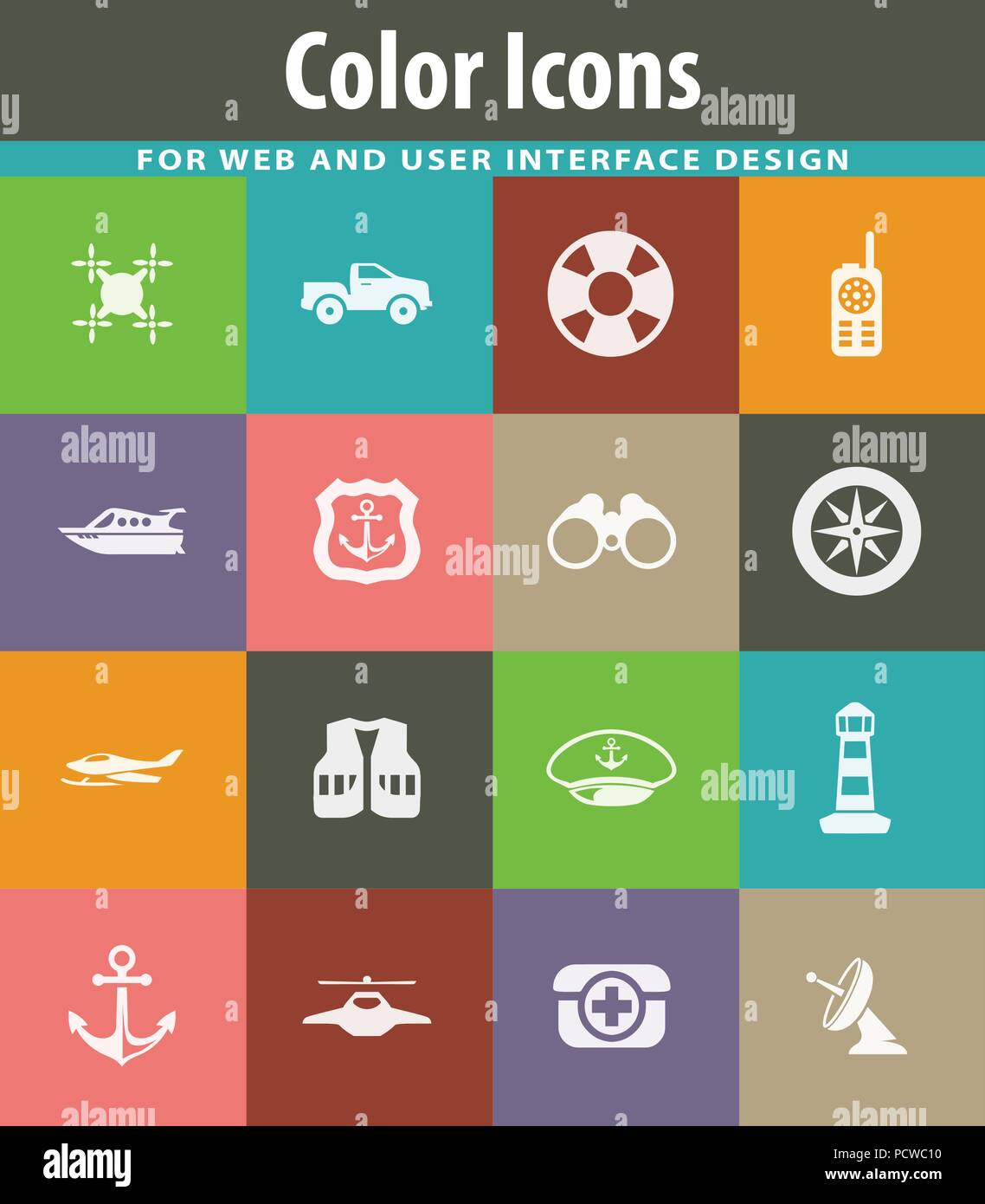 Coast Guard icons set Stock Vector Image & Art - Alamy