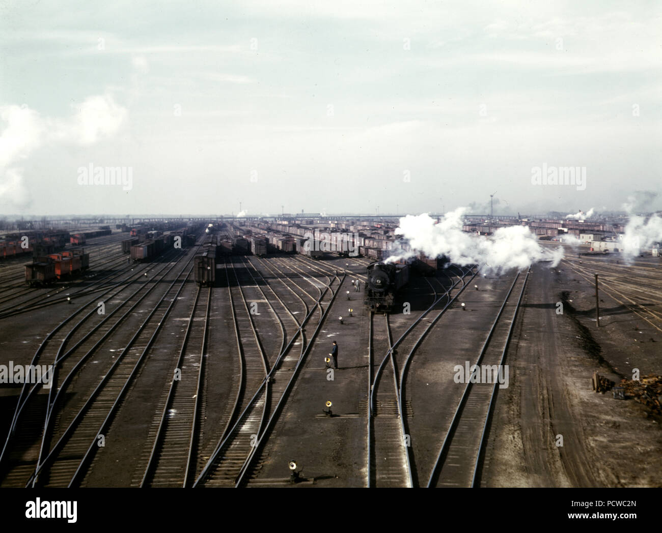 A general view of a classification yard at C & NW RR's Proviso(?) yard ...