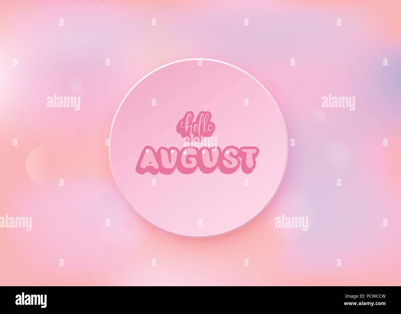 Hello august greeting card composition. Handwritten sticker lettering ...