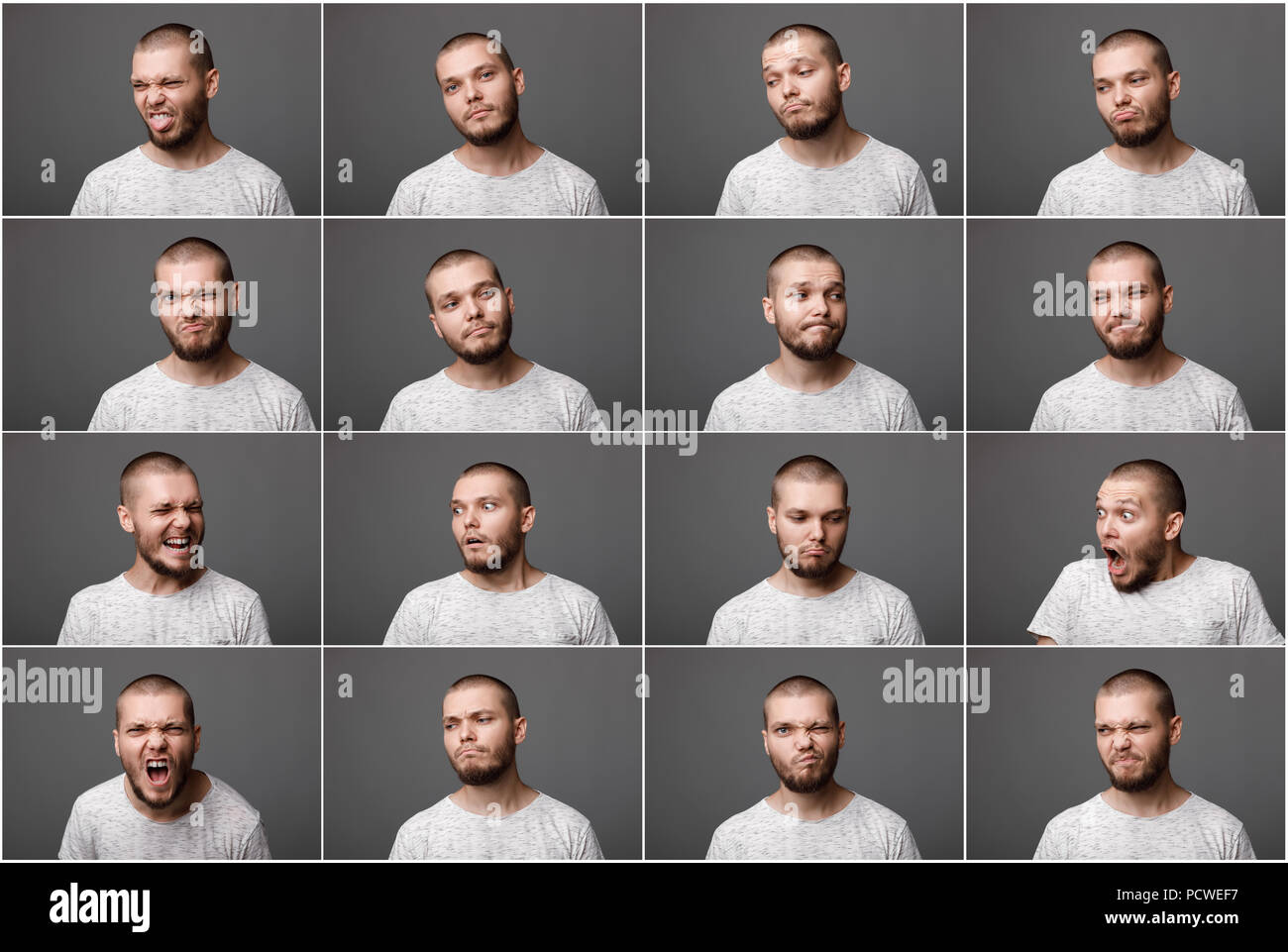 young man with different negative emotions Stock Photo - Alamy