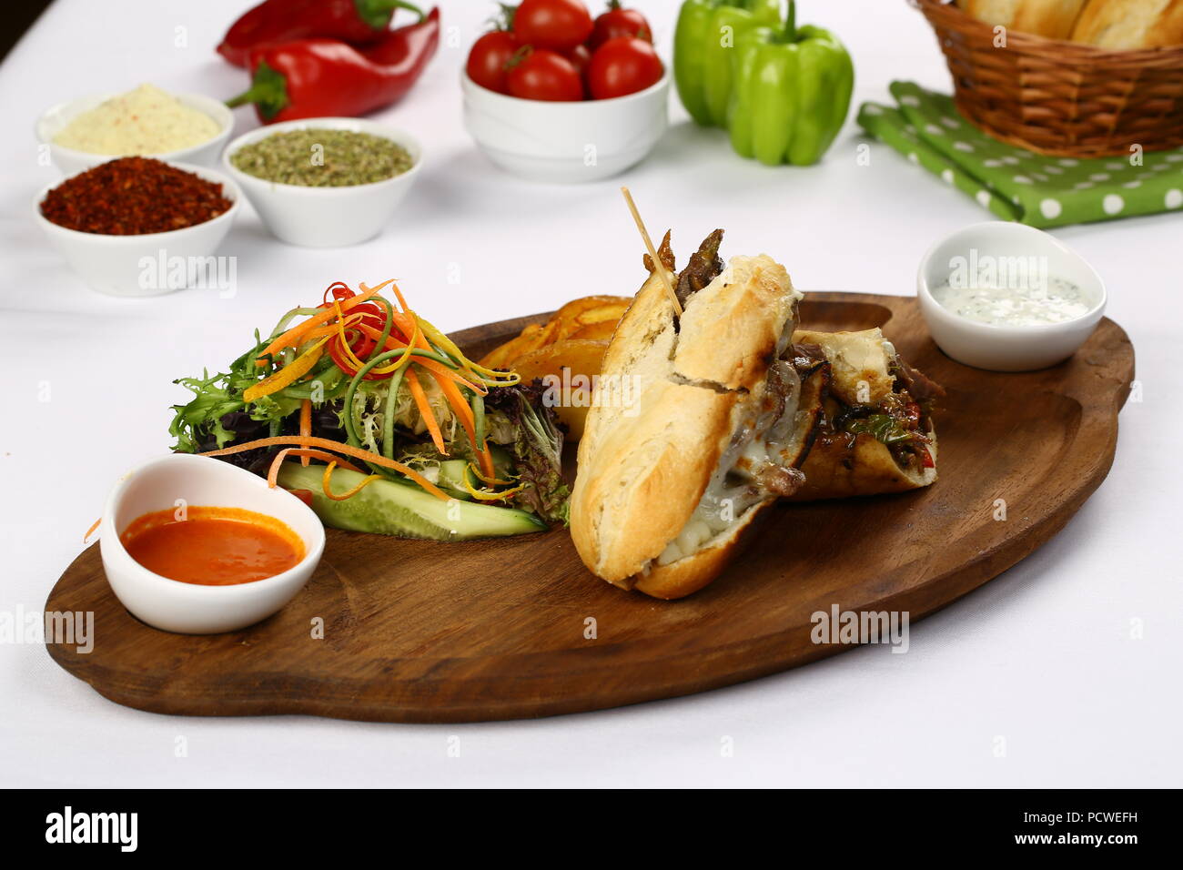 Philly beef steak cheese submarine sandwich Stock Photo - Alamy