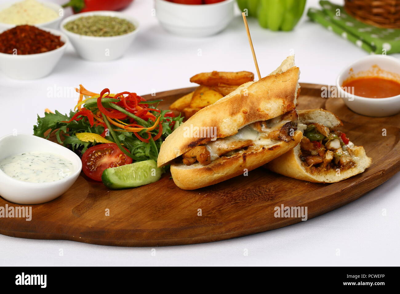 Philly beef steak cheese submarine sandwich Stock Photo - Alamy