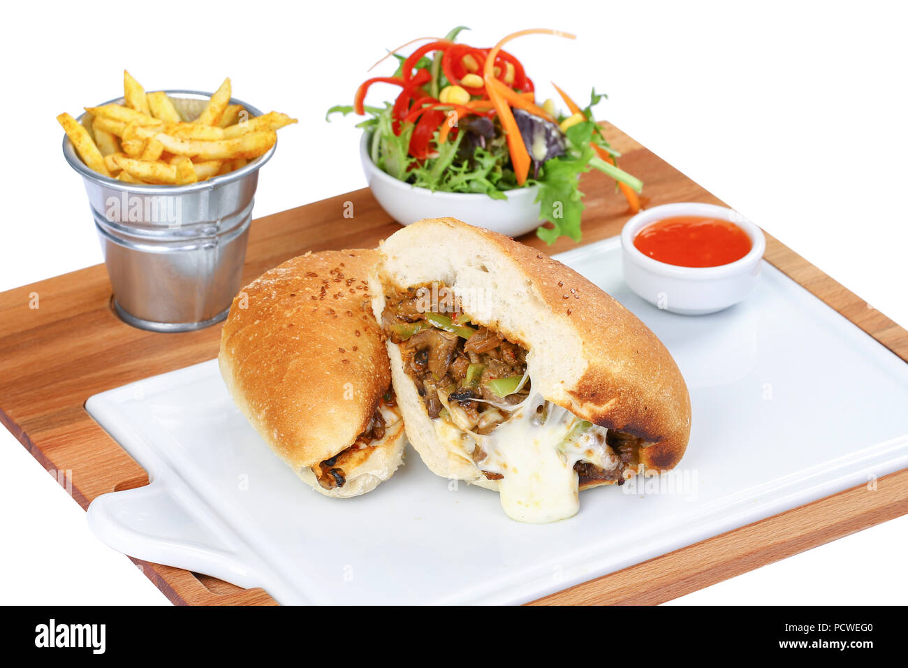 Philly beef steak cheese submarine sandwich Stock Photo - Alamy