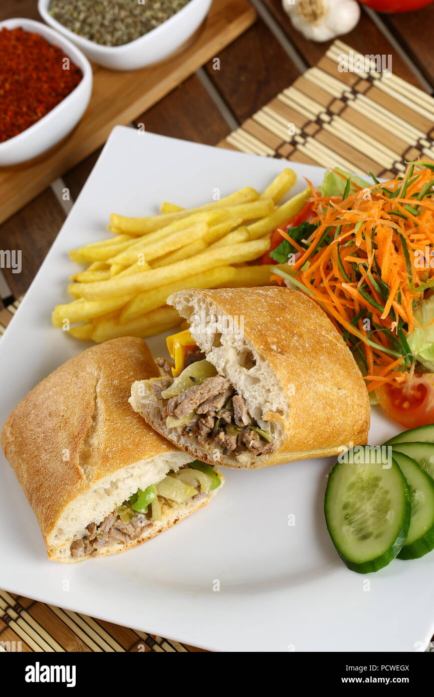 Philly beef steak cheese submarine sandwich Stock Photo - Alamy