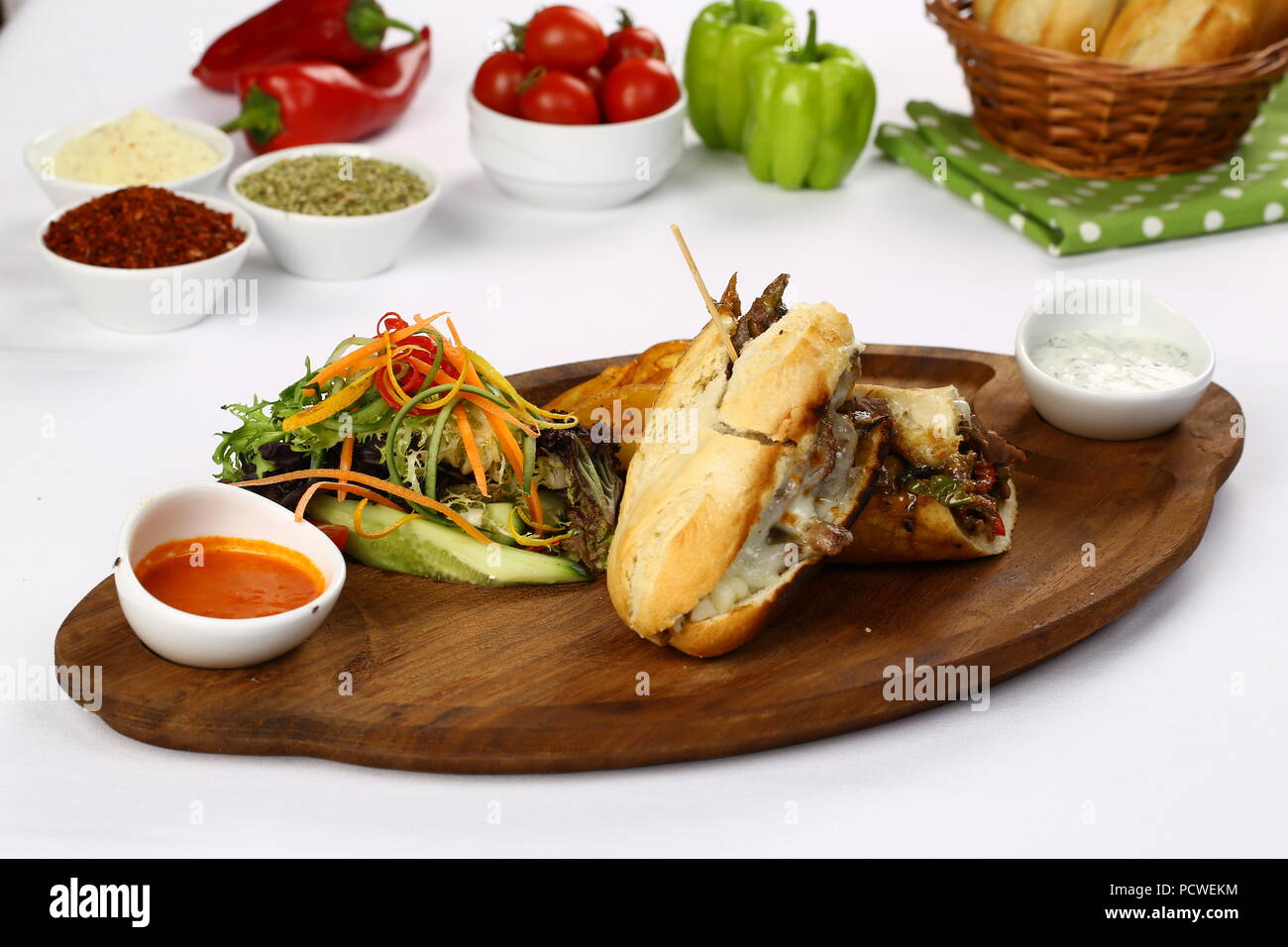 Philly beef steak cheese submarine sandwich Stock Photo - Alamy