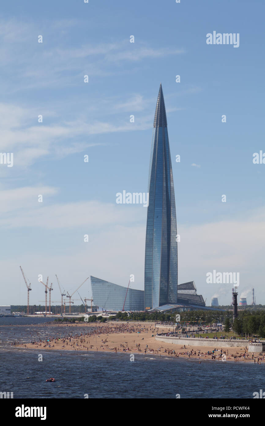 Skyscraper "Lakhta center" (Gazprom headquarters) in St. Petersburg ...
