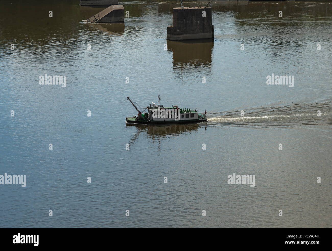 NOVI SAD, SERBIA - May 18th: Small boat floating on river Danube Stock ...