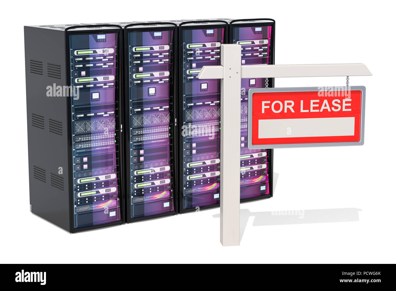 Computer Servers for lease concept, 3D rendering isolated on white ...
