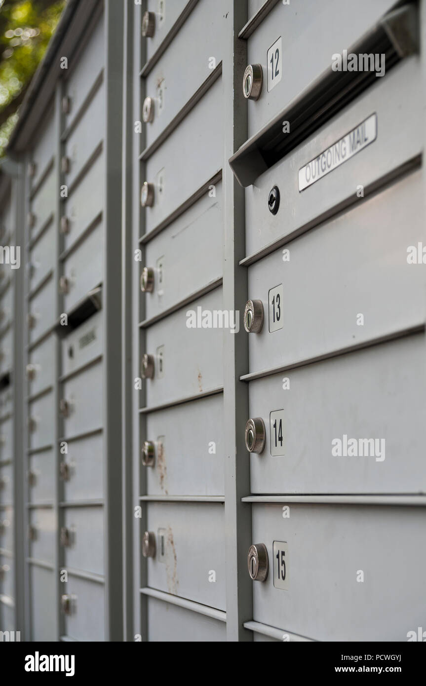 Community or neighborhood mailbox with compartments Stock Photo - Alamy