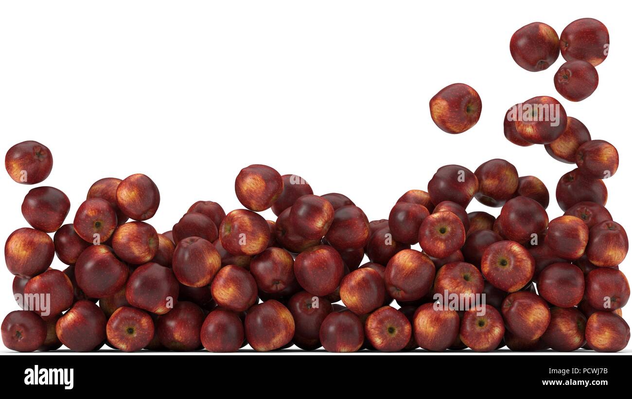 free falling apples. filling screen with apples. healthy red apples on ...