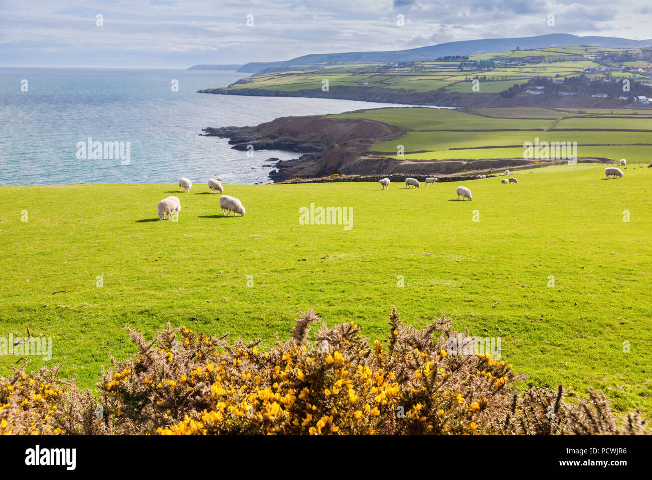 Spring panorama of Isle of Man. Isle of Man Stock Photo - Alamy