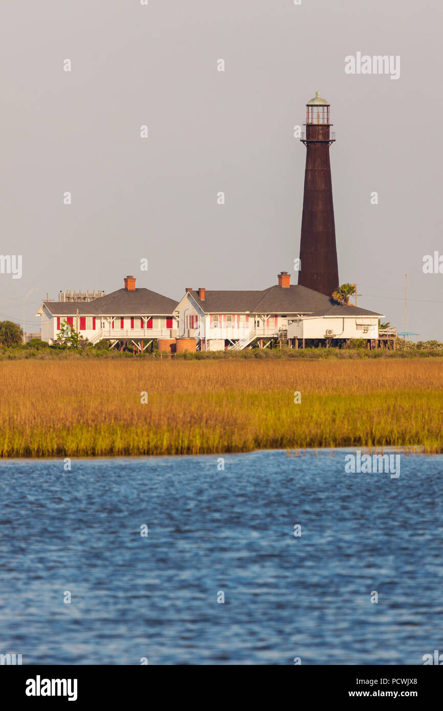 Bolivar Point Lighthouse in Texas. Galveston, Texas, USA Stock Photo ...