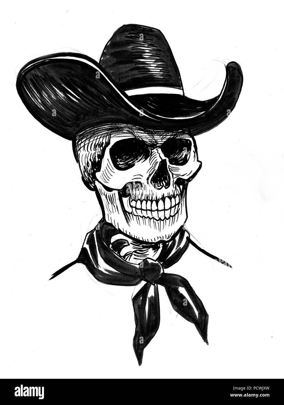 Skull cowboy in hat Cut Out Stock Images & Pictures - Alamy