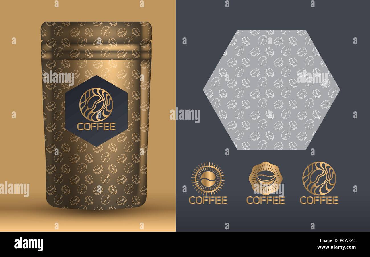 Coffee packaging vector design template, Vector illustration Stock ...