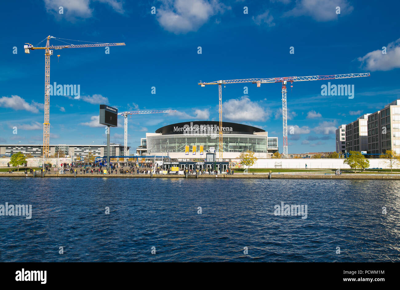 Berlin, Germany-Oct 30, 2016:Mercedes Benz Arena from river side in ...