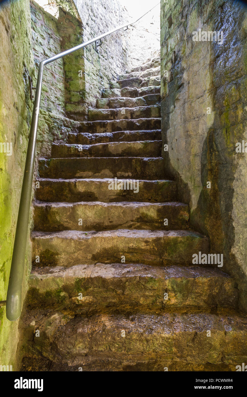 Stone staircase leading upwards in castle Stock Photo - Alamy