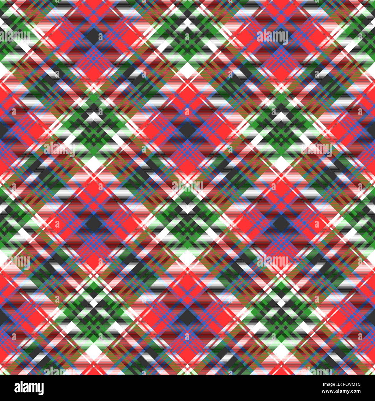 Red green color check seamless fabric texture. Vector illustration ...