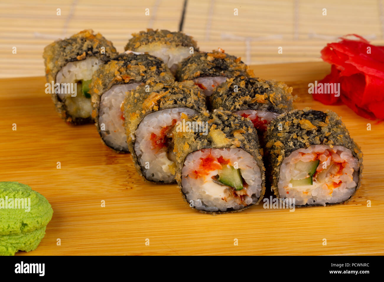 Delicious fried tempura roll with eel Stock Photo - Alamy