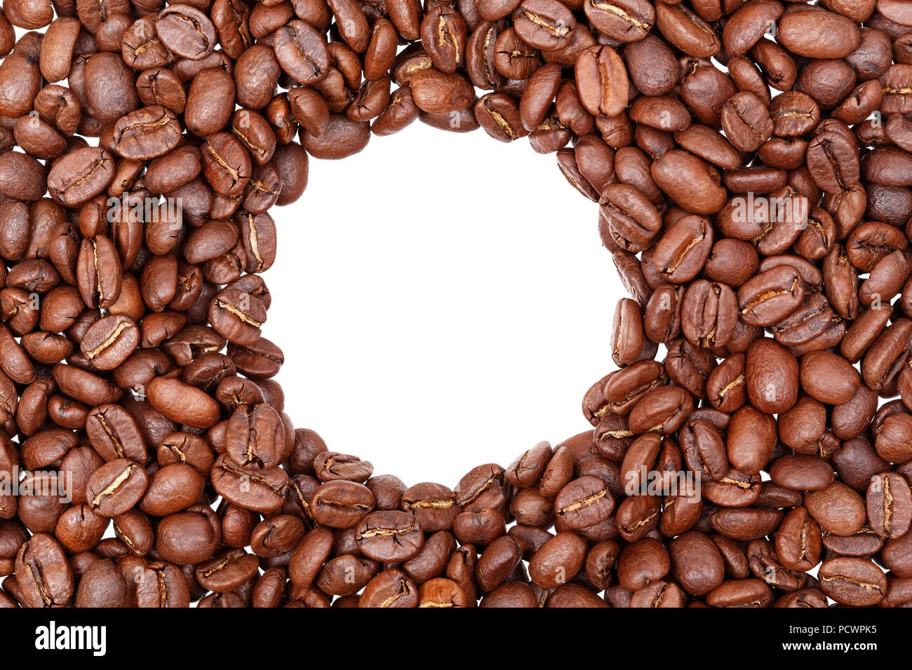 Circle frame of roasted coffee beans isolated on white may use a Stock ...