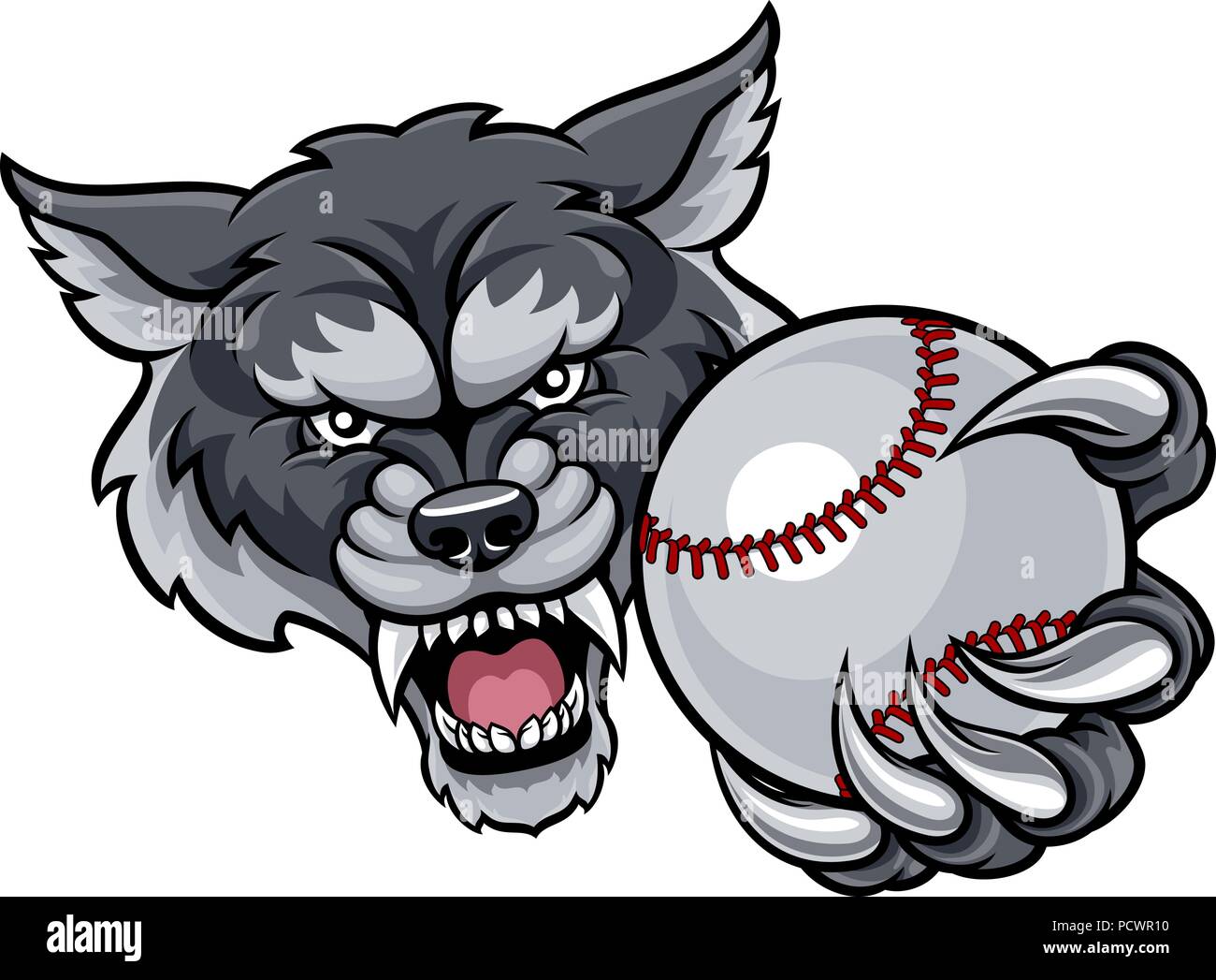 Wolf Holding Baseball Ball Mascot Stock Vector Image & Art - Alamy