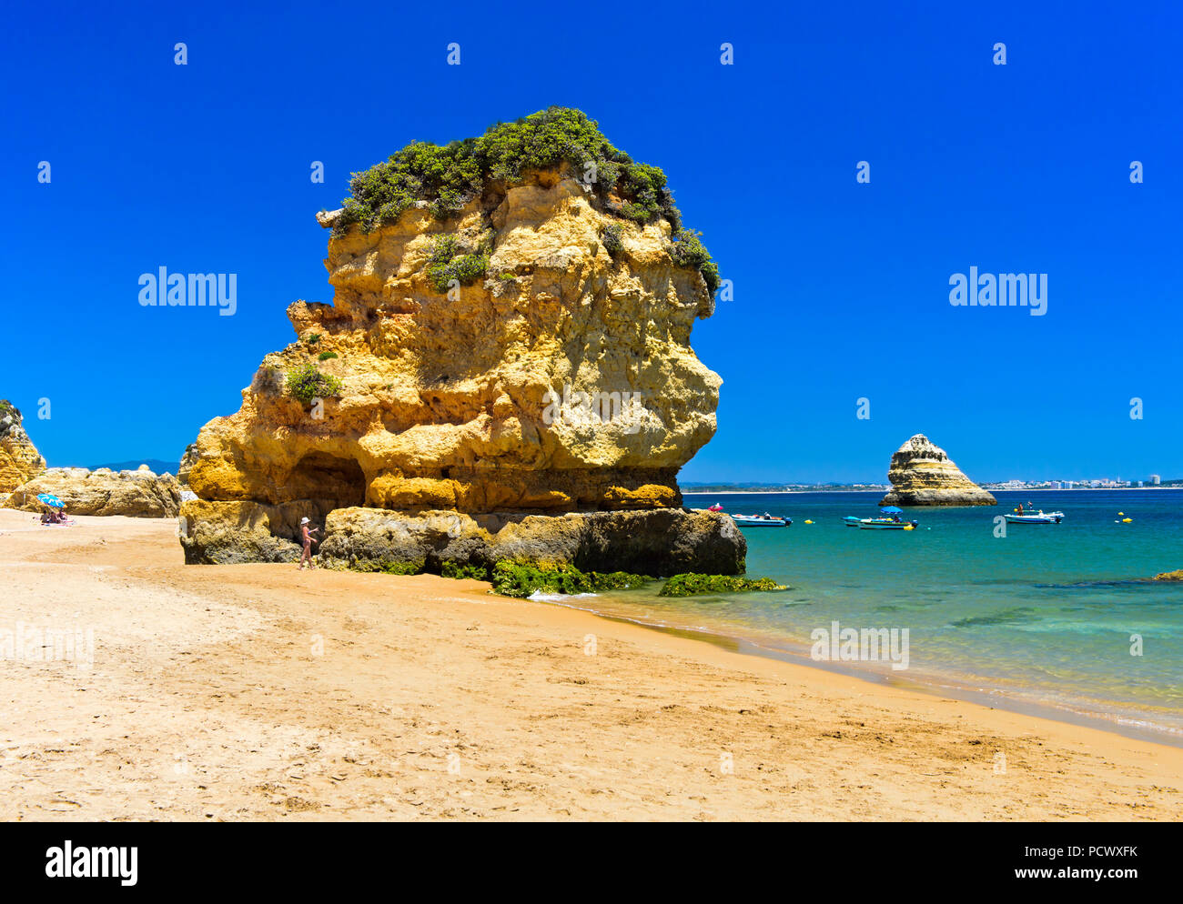 Rock formation at the Praia da Dona Ana beach, Lagos, Algarve, Portugal ...