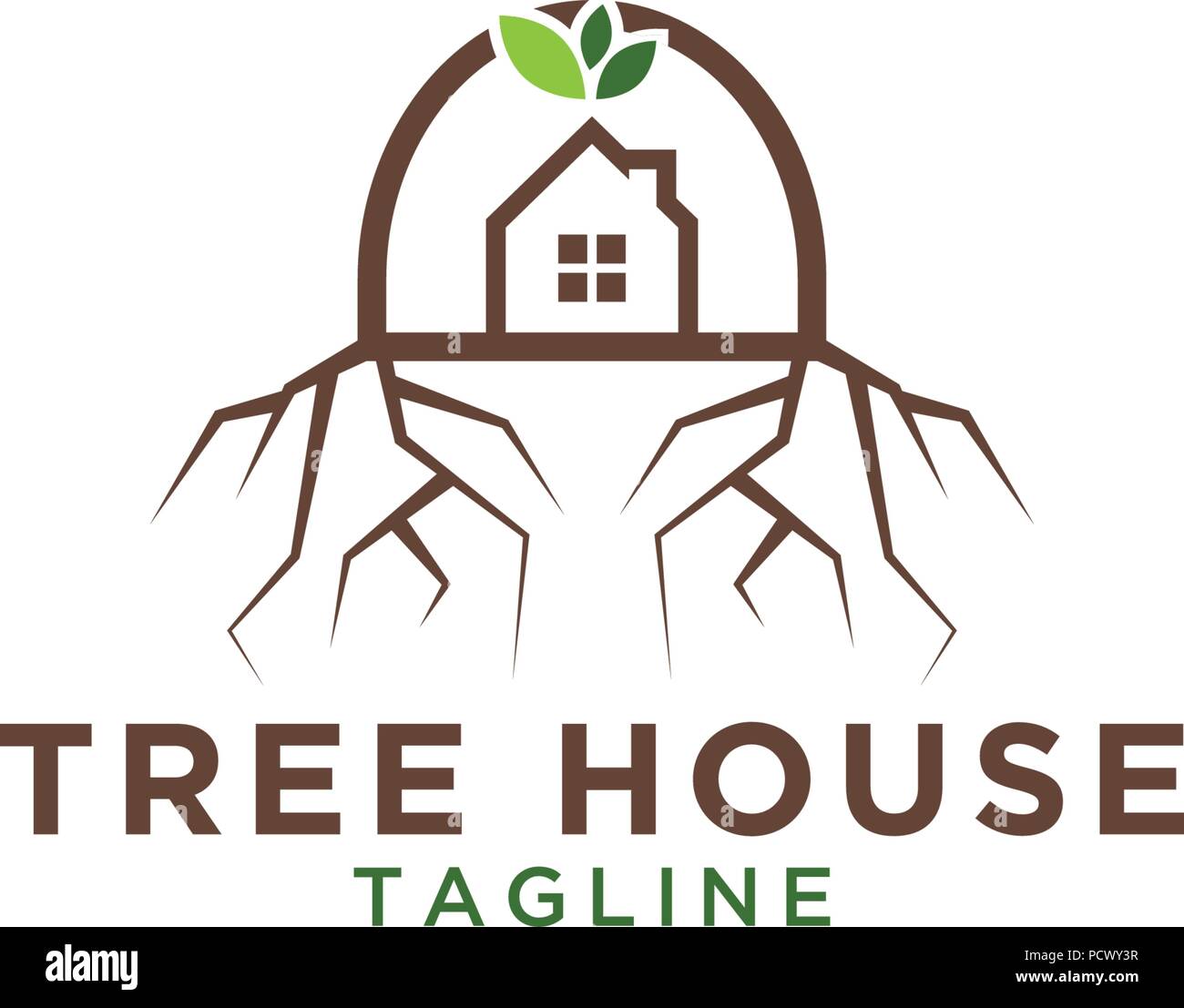 Illustration of tree house logo design template Stock Vector Image ...