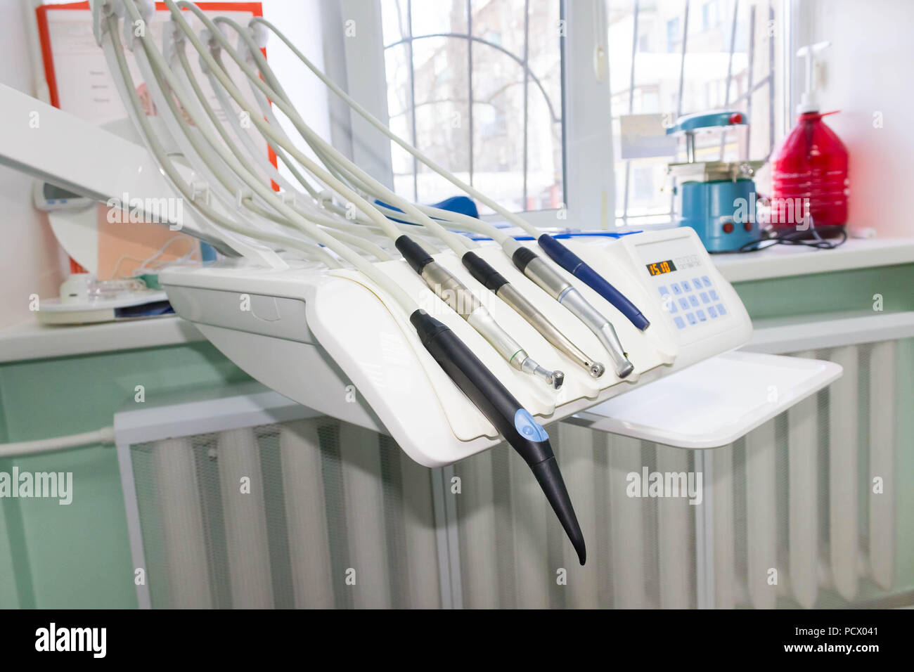 Different dental instruments and tools in a dentists office Stock Photo ...