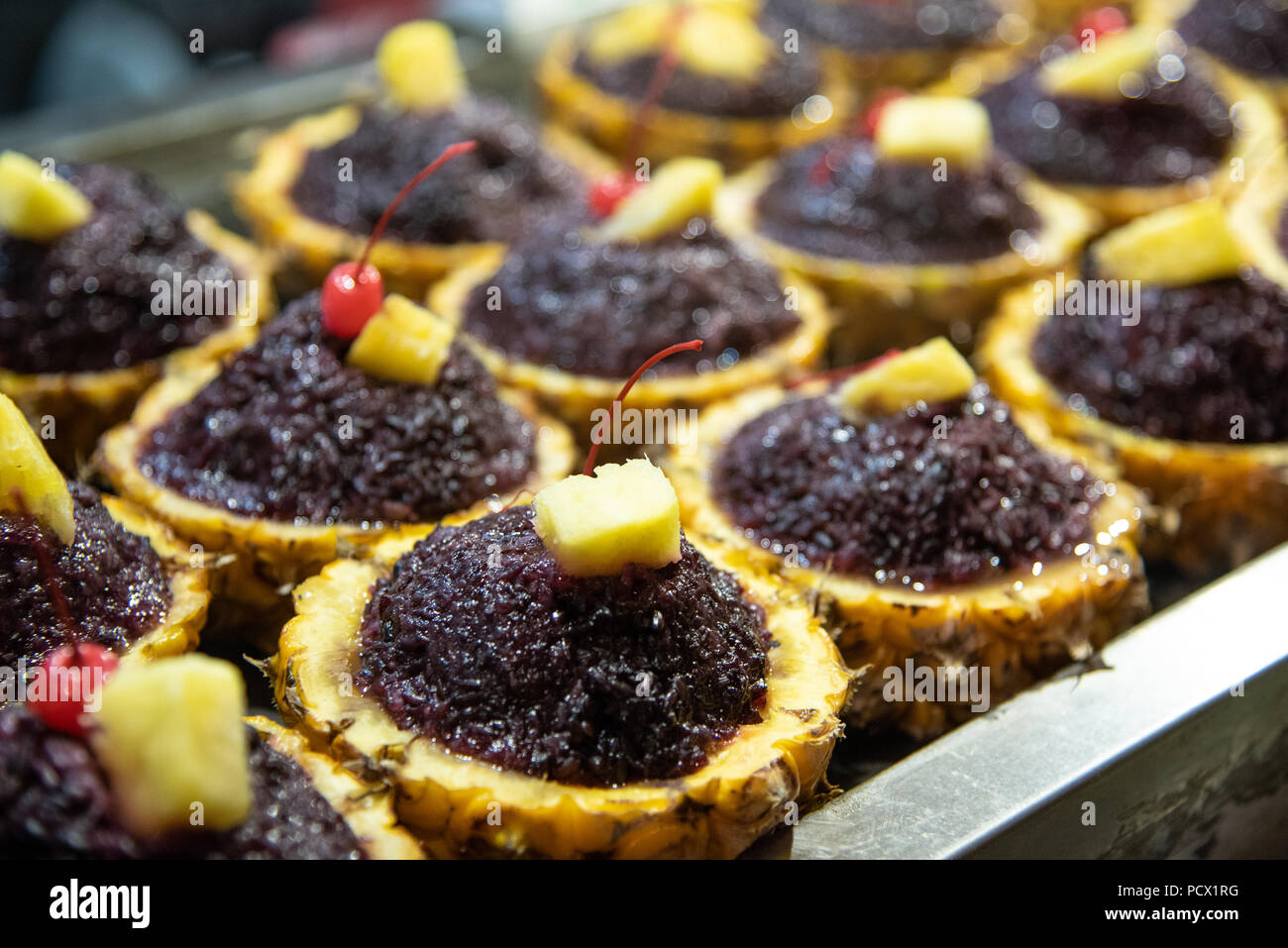 Delicious traditional fresh Chinese fruit cake ready to be eaten Stock ...