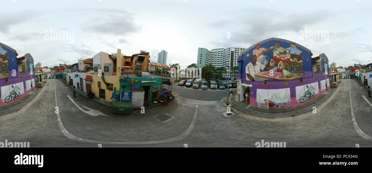 360 x 180 grad Panorama: Little India, Singapur Stock Photo - Alamy