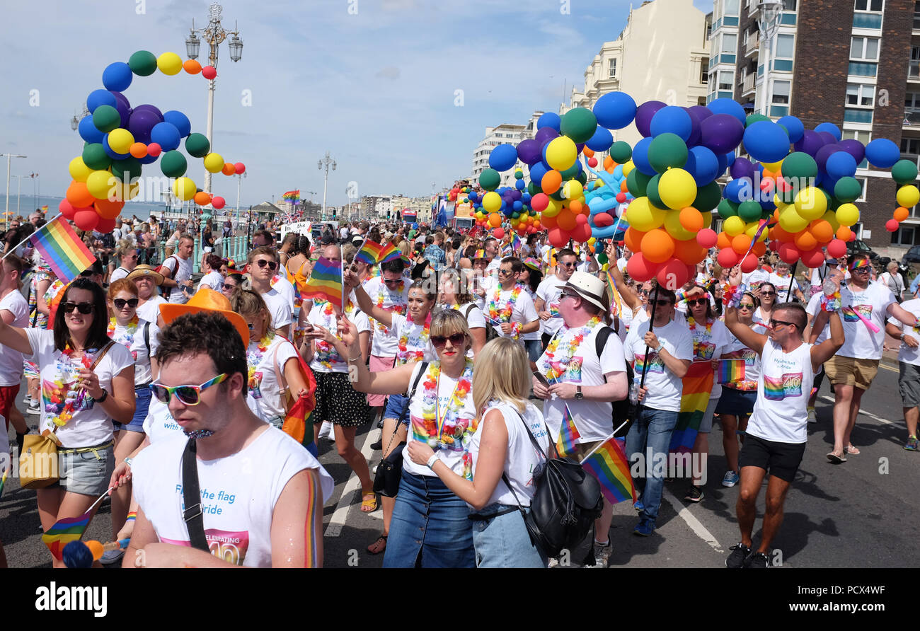 Brighton UK 4th August 2018 -Thousands take part in the Brighton Pride ...