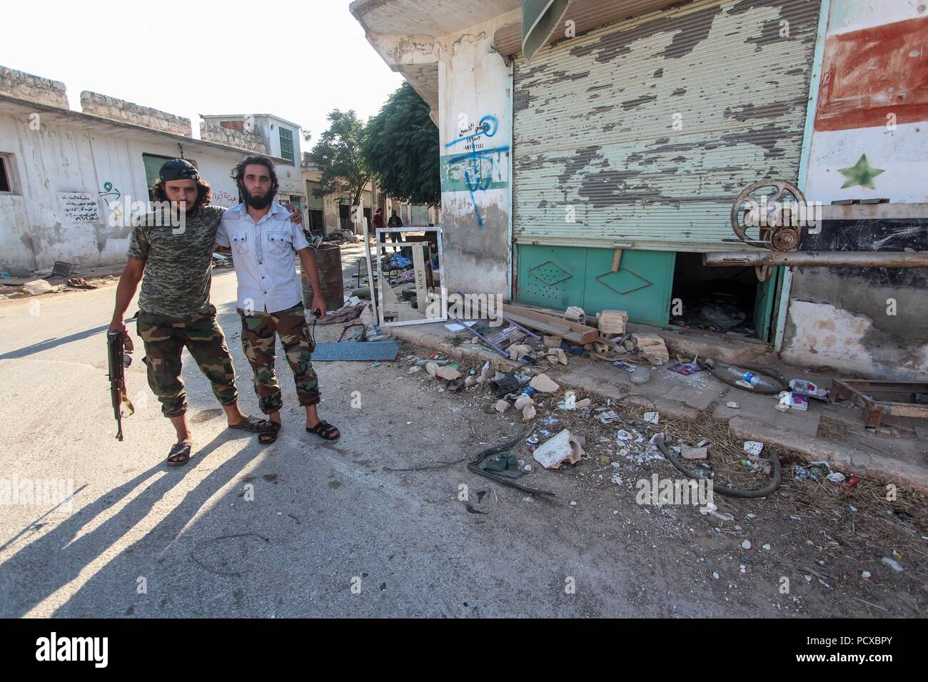 Idleb, Syrian North, Syria. 30th July, 2018. Two members of the faction ...