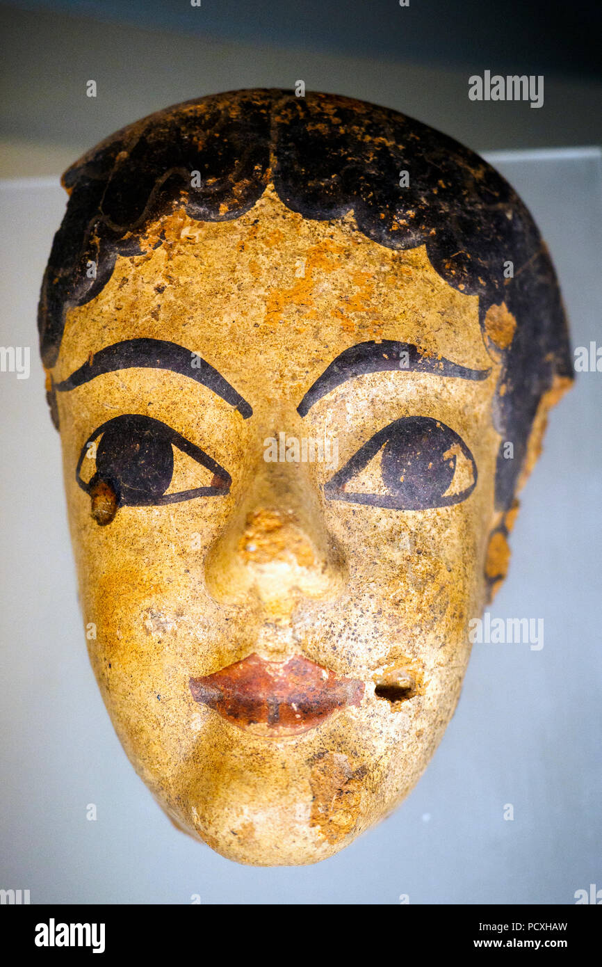 Terracotta antefix in female head 530-520 BC Sanctuary near Vigna ...